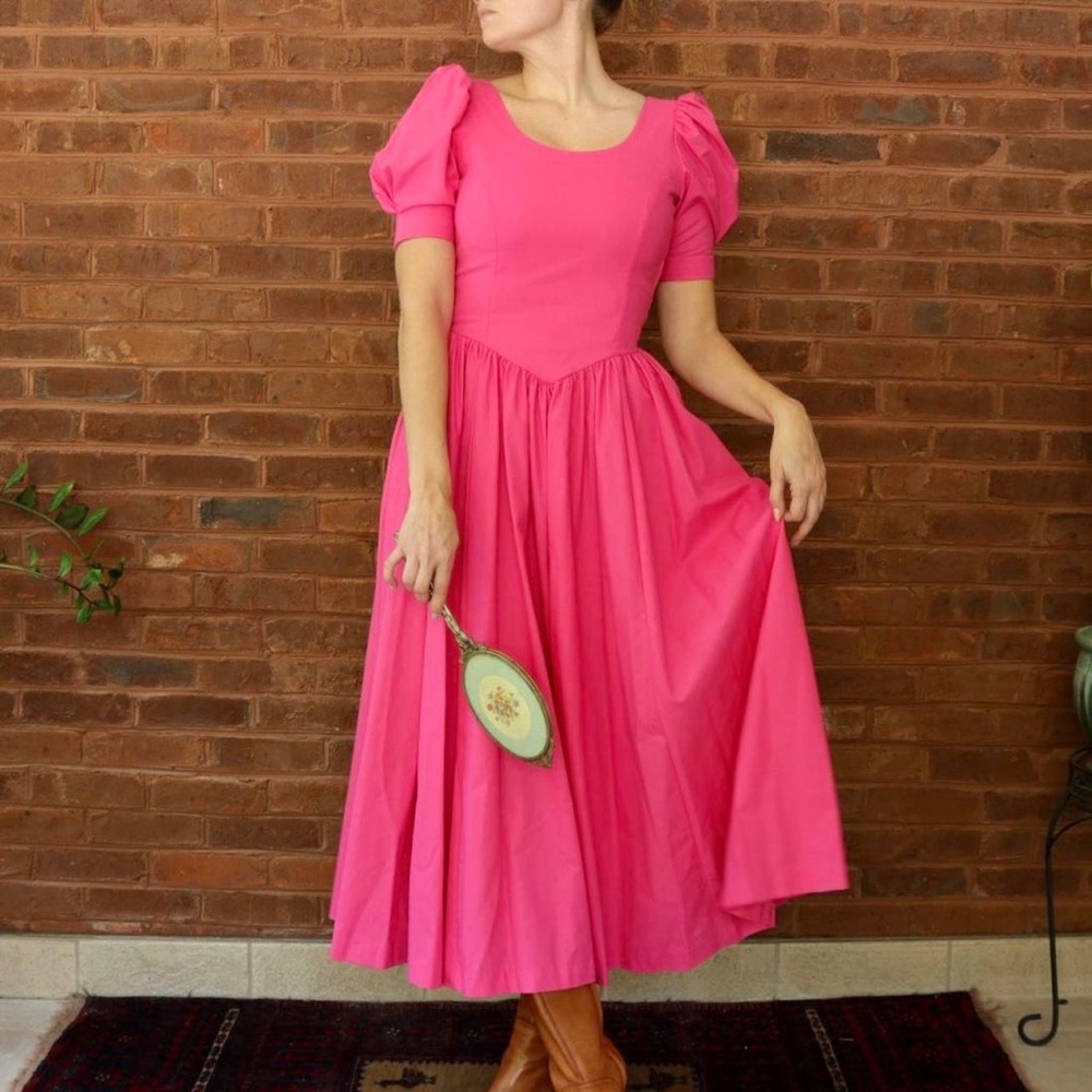 Vintage 1980's Hot Pink Laura Ashley Dress - Gem